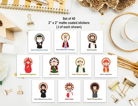 Set of 40 Saint Stickers SET 2. Kids Saint Stickers. First - Etsy