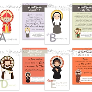 A to Z Saint Cards. Set of 26 A to Z Kids Saint Cards. First Communion ...