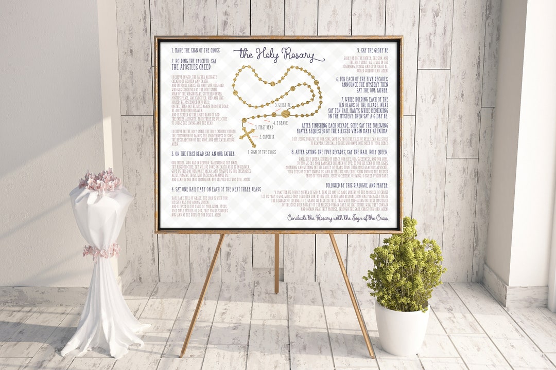 How to Pray the Rosary Poster Print. Catholic Wall Art Poster. First Communion. Holy Rosary ...