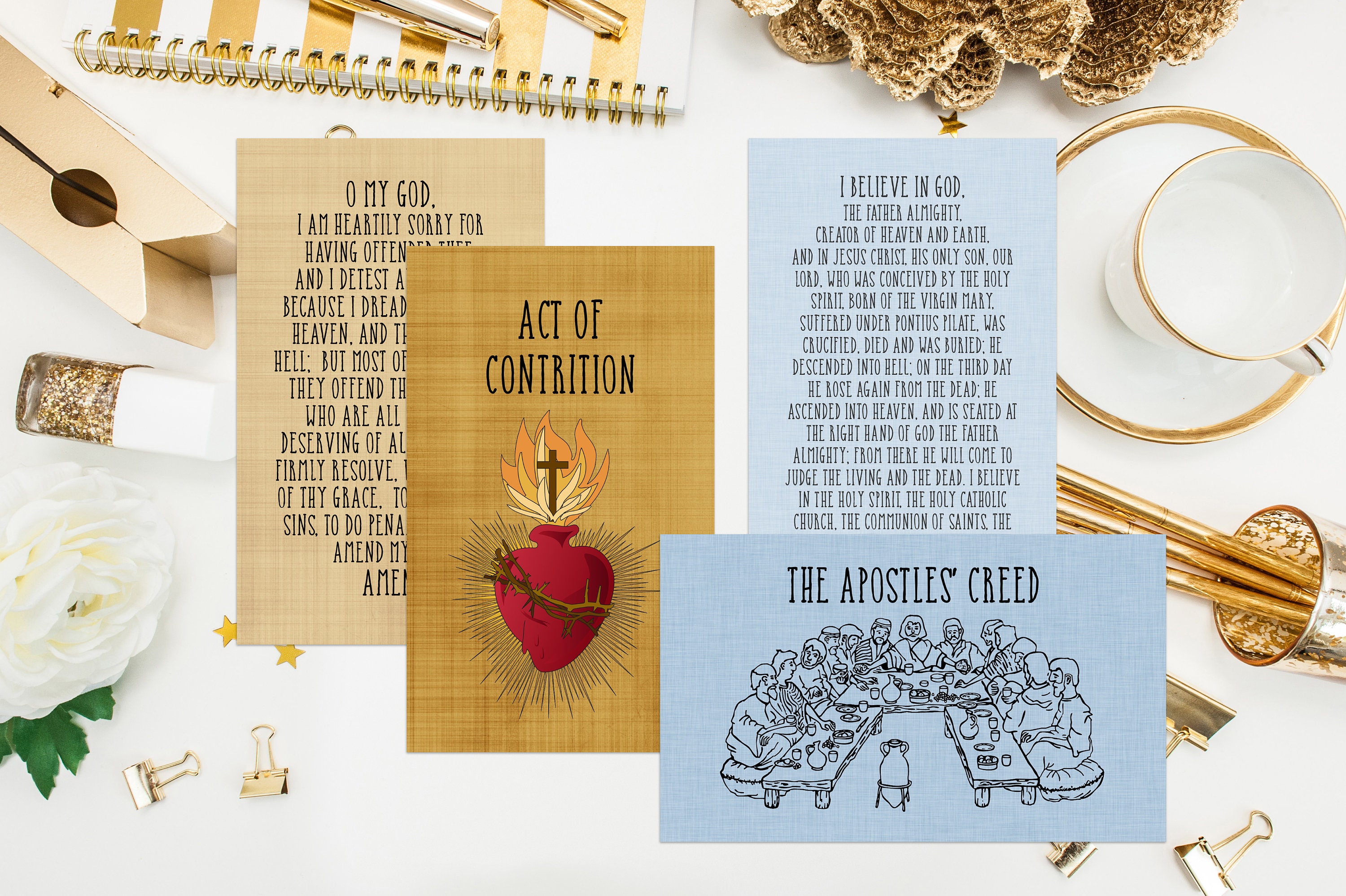 Set of 12 My Catholic Prayers Card Set. Kid Catholic Prayer - Etsy UK