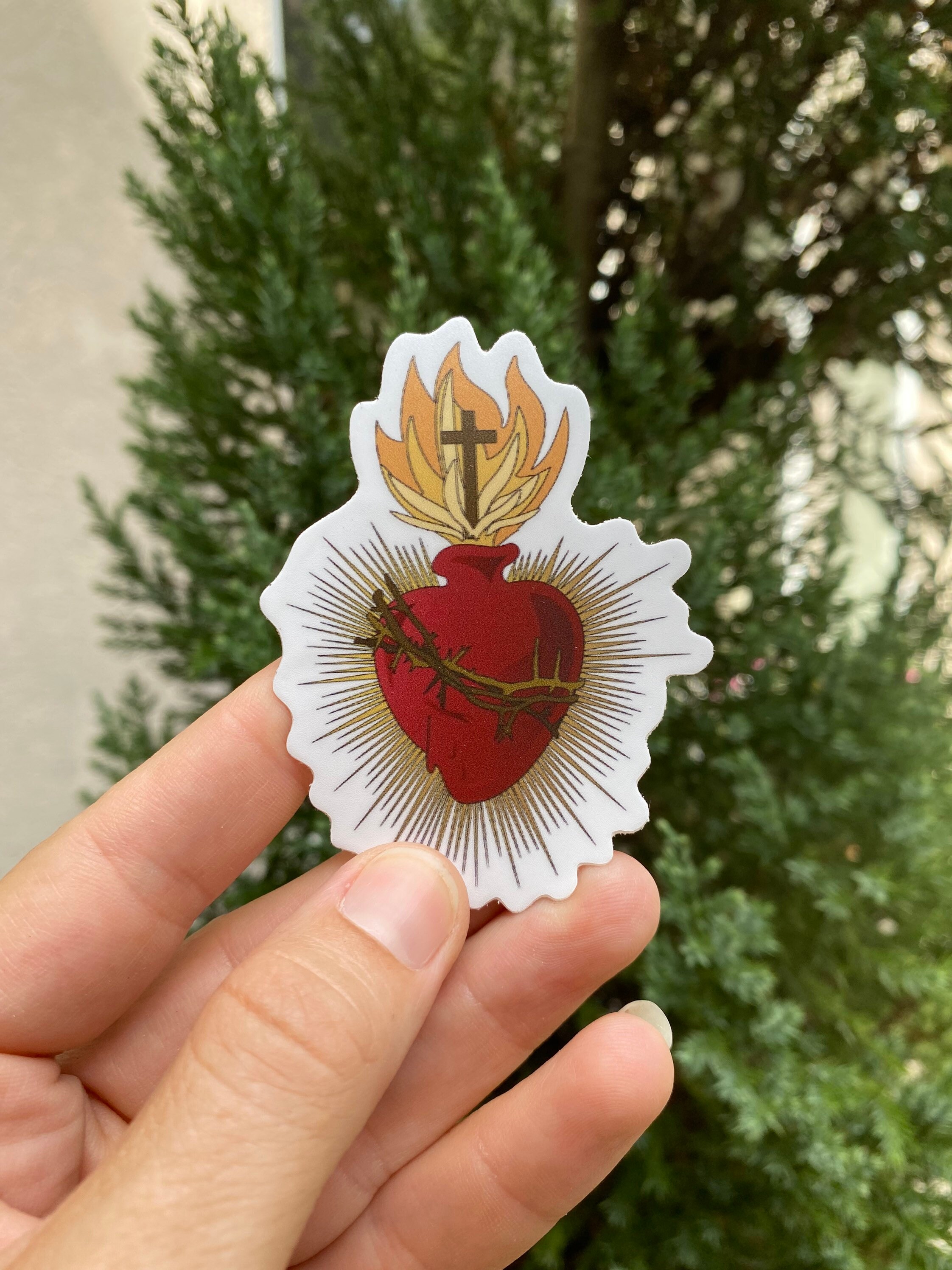 Set of 3 -2.5” Vinyl Waterproof Sacred Heart of Jesus, Mary & Joseph ...