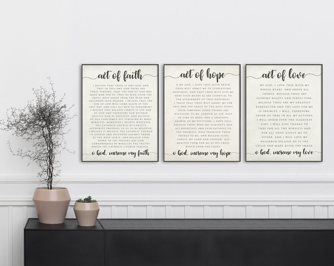 Act of Faith, Hope and Love Prayer Print Art Prints. Christian Wall Art ...