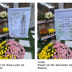 Set of 12 Catholic Garden Flags. Our Lady and Saint Themed Garden Flag ...