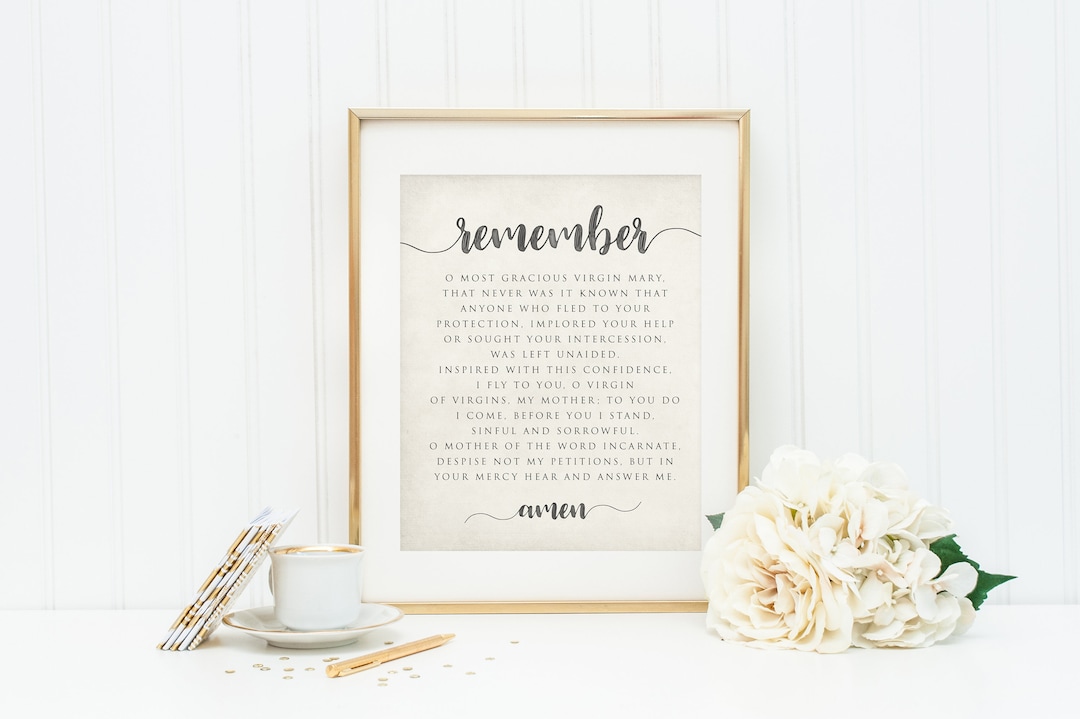 Memorare Print. 8 X 10 Memorare Poster. Watercolor Memorare Prayer ...