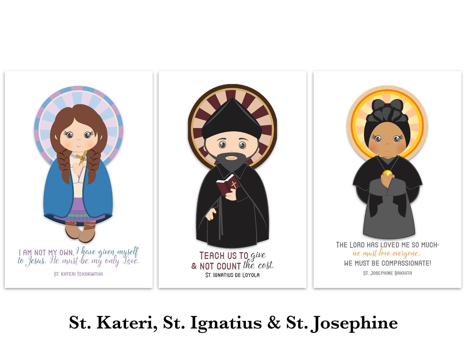 Set of 12 Saint Cards. Kids Saint Cards. First Communion Gift. Baptism ...