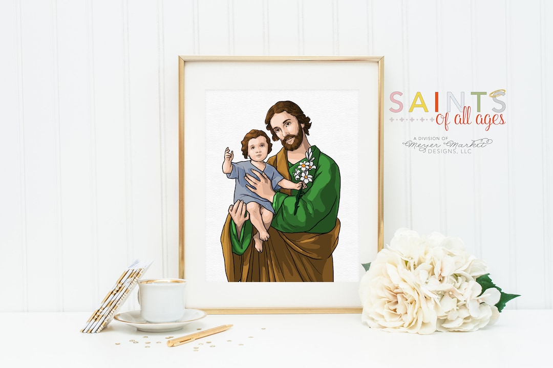 Saint Joseph Portrait Print. Saint Joseph Wall Art Poster. Nursery ...