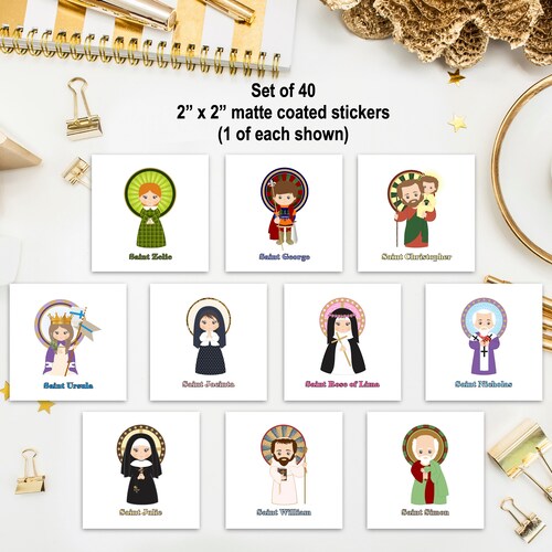 Set of 40 Saint Stickers SET 4. Kids Saint Stickers. First - Etsy