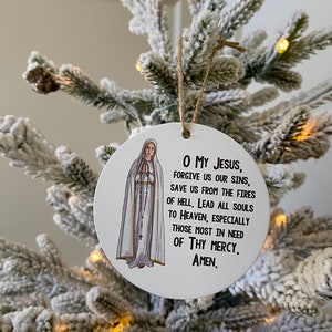 Our Lady of Fatima Wooden Christmas Ornament. Baptism Gift. Mary ...