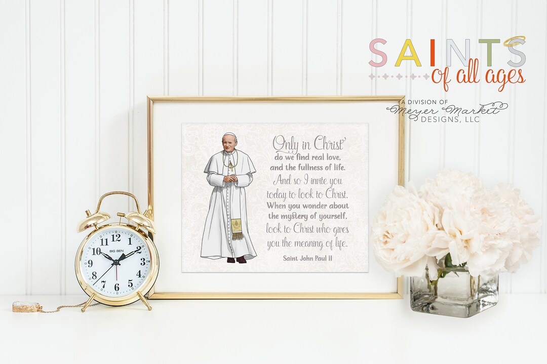 JPII Portrait Poster Print. John Paul II Wall Art Poster. Nursery Art ...