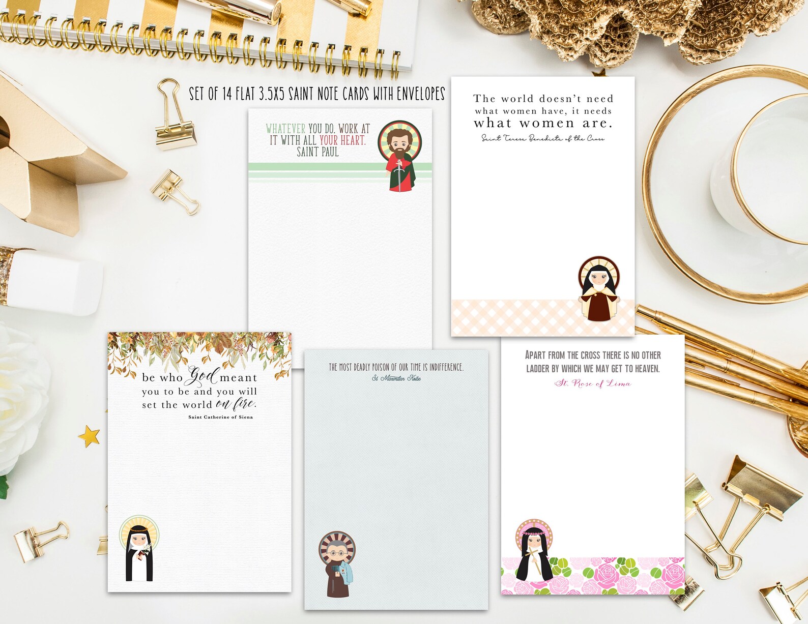 Set of 14 Assorted Saint Note Cards and Saint Patterned Envelopes ...