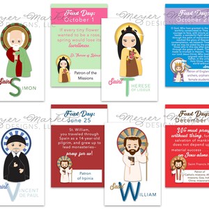 A to Z Saint Cards. Set of 26 A to Z Kids Saint Cards. First Communion ...