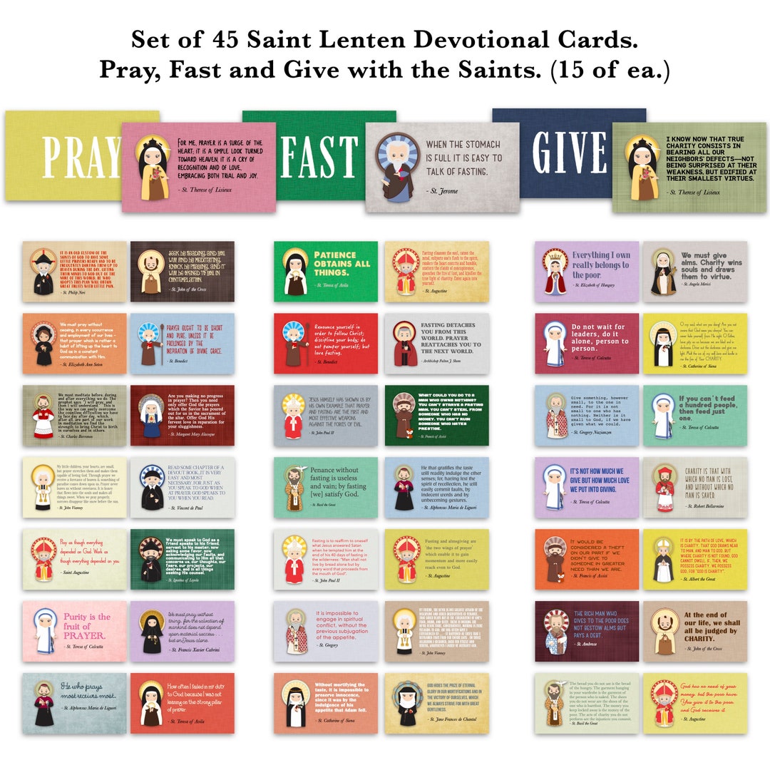 READY TO SHIP Set of 45 Lenten Devotional Saint Cards With Quotes ...