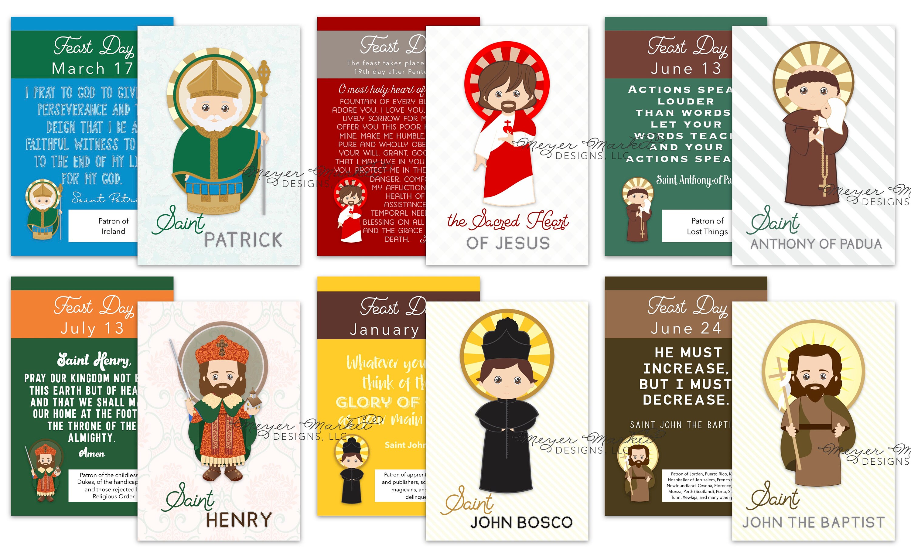 Inspirational Men Saints Learning Cards. Set of 27 Catholic | Etsy