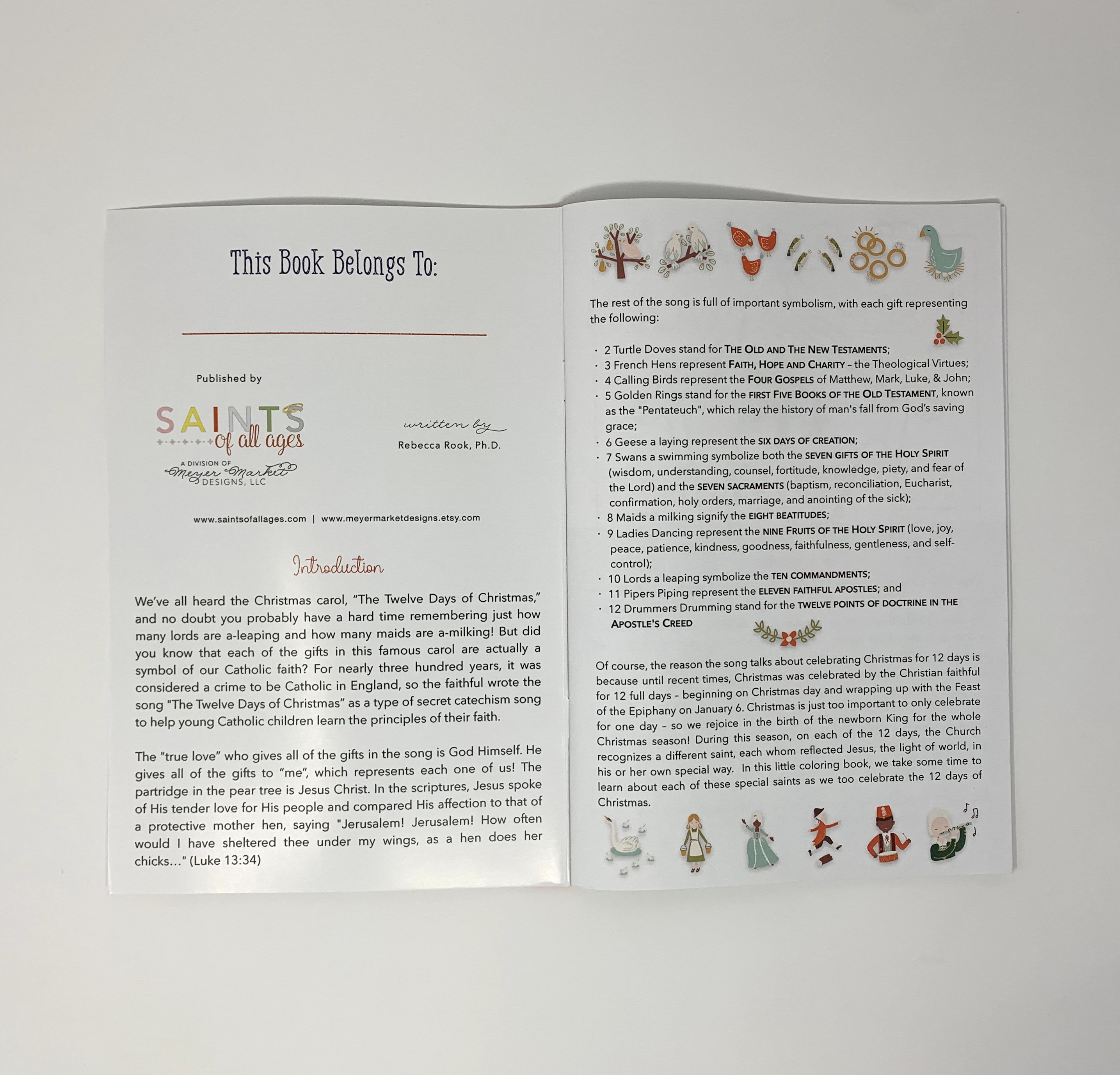 Celebrating the 12 Days of Christmas With the Saints Coloring Book. 6x9 ...