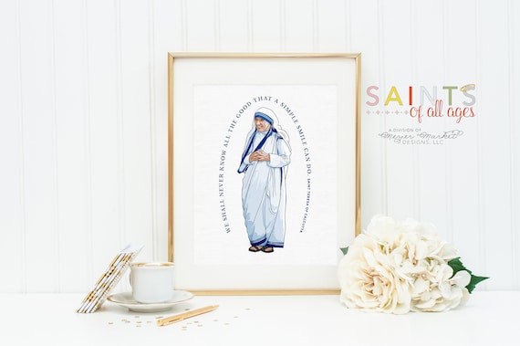 Mother Teresa of Calcutta poster print. Mother Teresa Portrait | Etsy