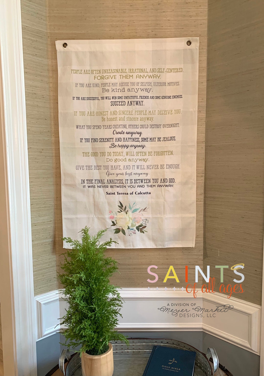 Saint Teresa of Calcutta Canvas Wall Hanging. Mother Teresa Canvas ...