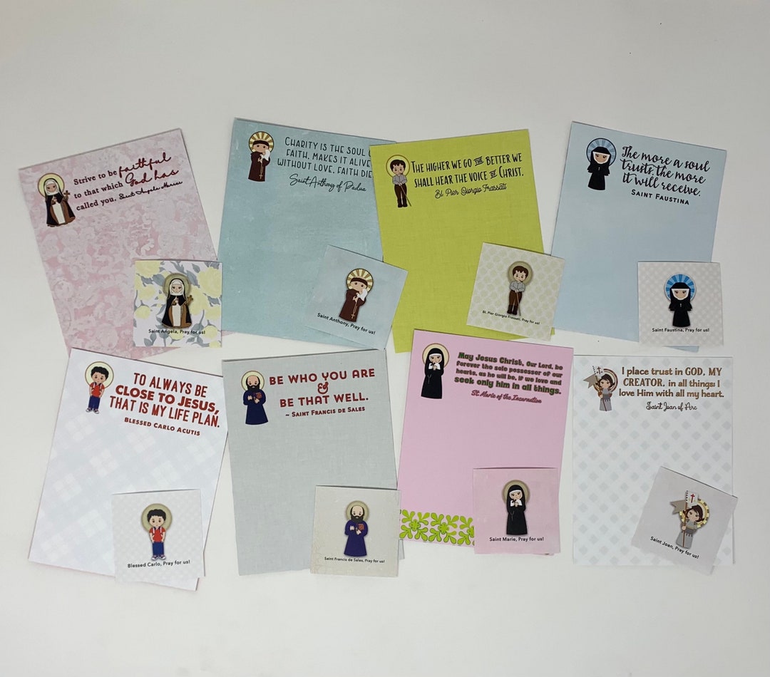Set of 8 Assorted Saint Note Cards With Stickers and Envelopes. 8 Flat ...