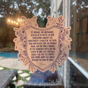 4” X 4" Static Cling Saint Michael Prayer Sticker. Saint Michael Defend ...