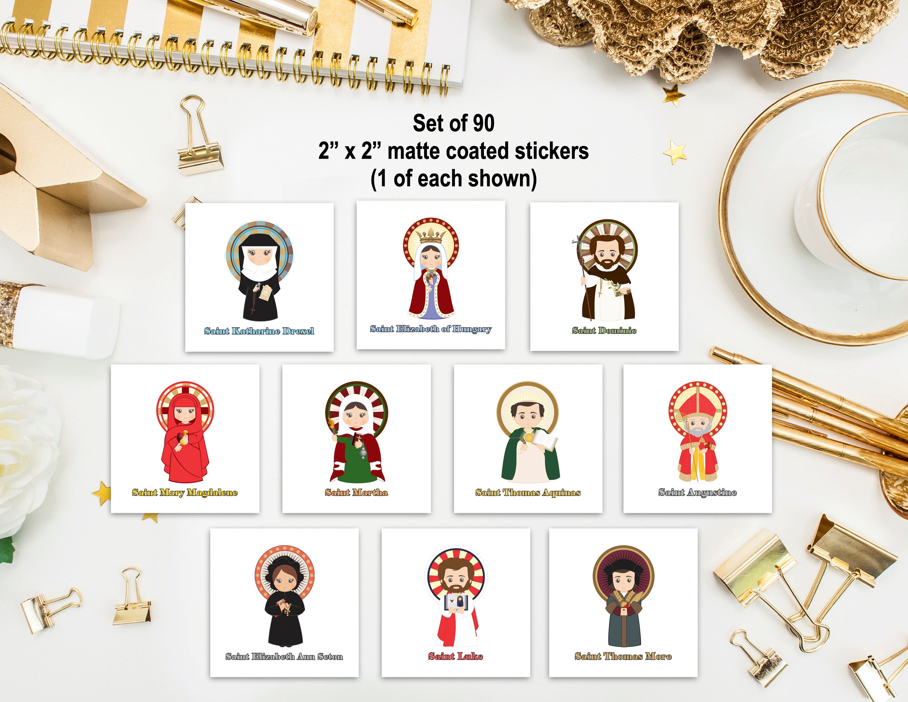 Set of 90 Saint Stickers SET 5. Kids Saint Stickers. First | Etsy