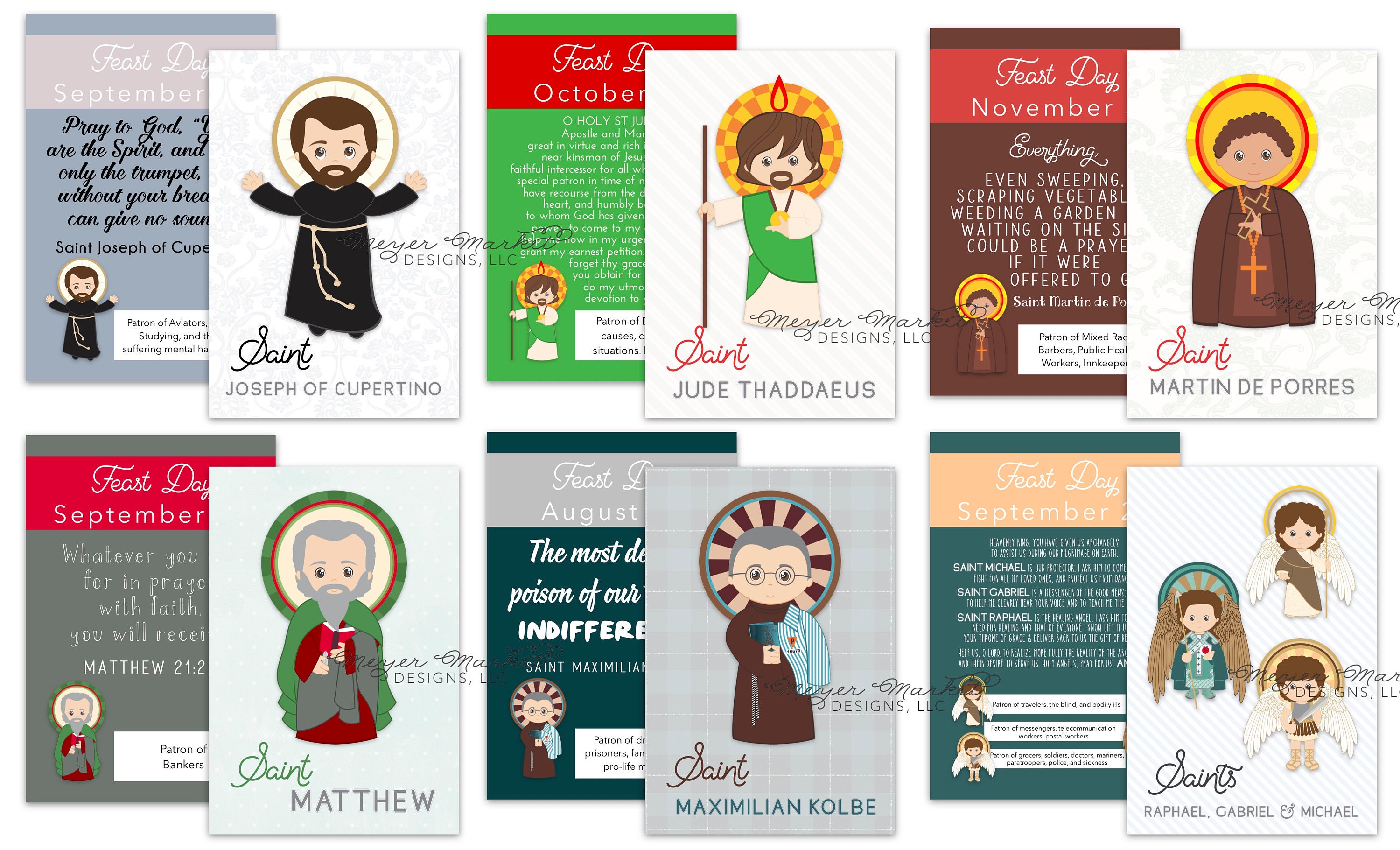 Inspirational Men Saints Learning Cards. Set of 27 Catholic | Etsy