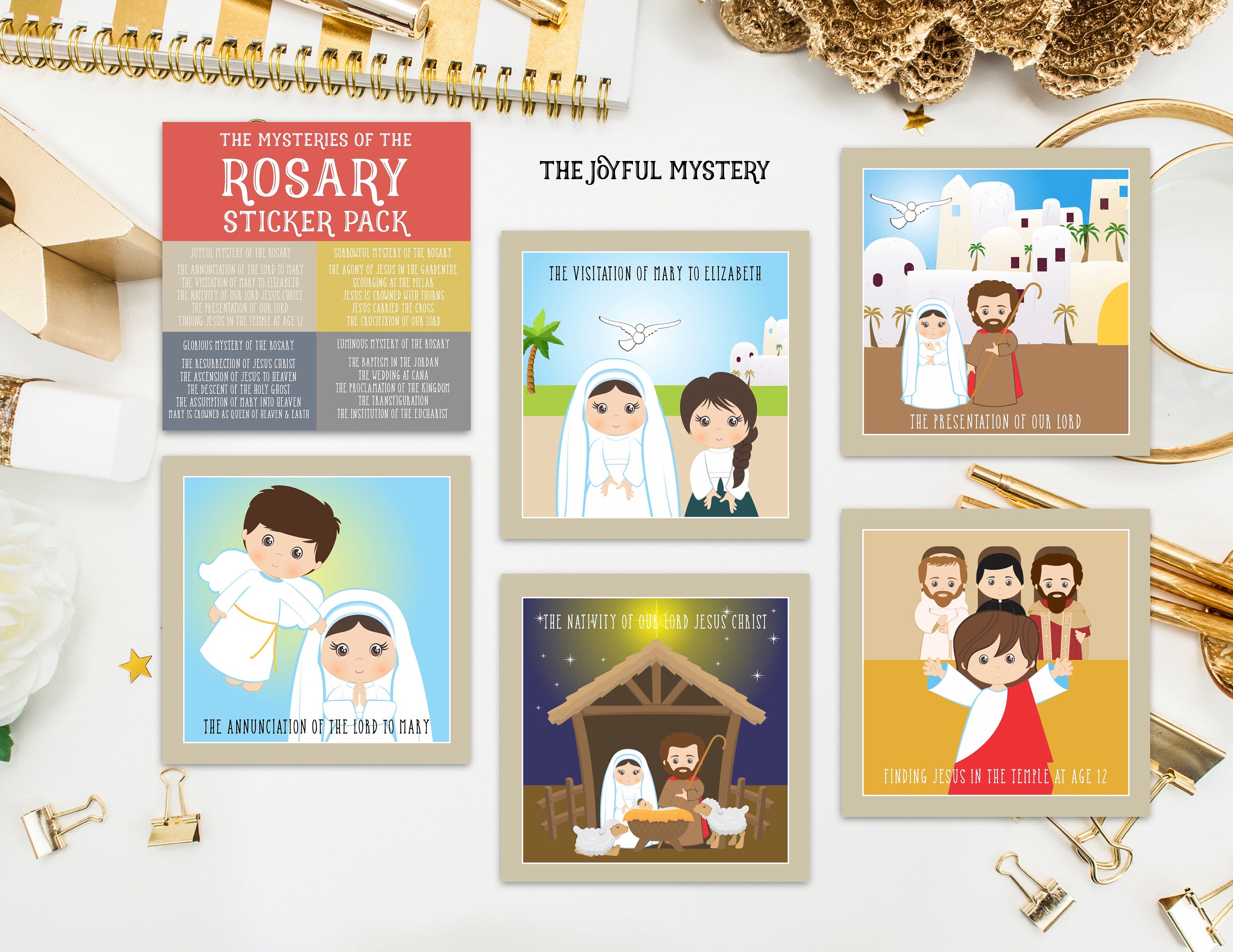 Set of 20 3 Mysteries of the Rosary Stickers Set. - Etsy