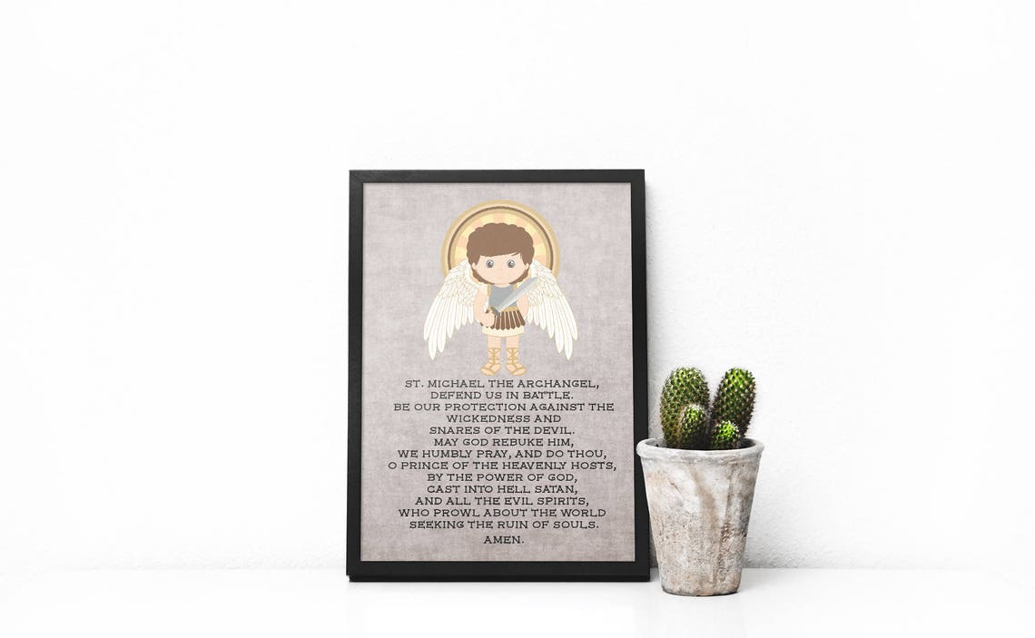 St. Michael the Archangel poster print. Saint Michael Wall Art | Etsy