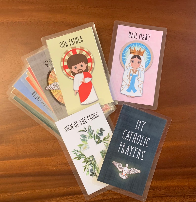 Set of 12 My Catholic Prayers Card Set. Kid Catholic Prayer | Etsy