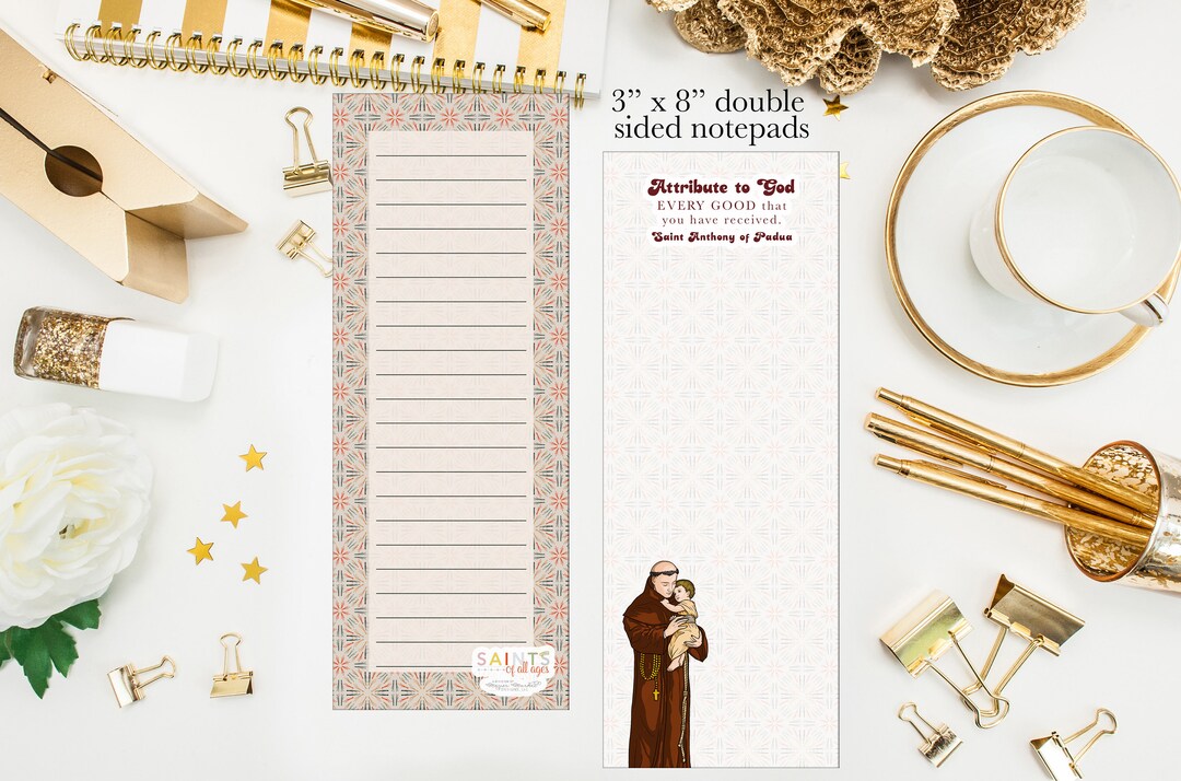 St Anthony 3x8 Notepad. Saint Anthony Notepad. Catholic Gift Notepad ...