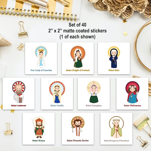 Set of 40 Saint Stickers SET 4. Kids Saint Stickers. First - Etsy