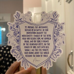 4” X 4" Static Cling Saint Michael Prayer Sticker. Saint Michael Defend ...