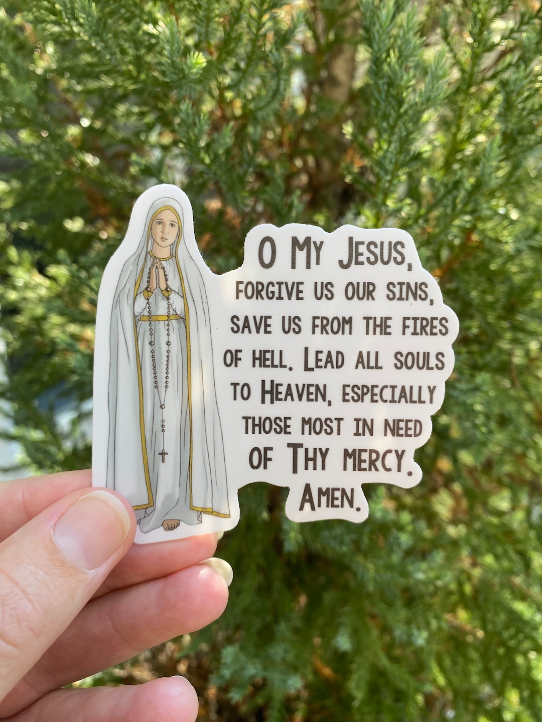 3" Our Lady of Fatima Prayer Waterproof Vinyl Stickers. Water Bottle ...