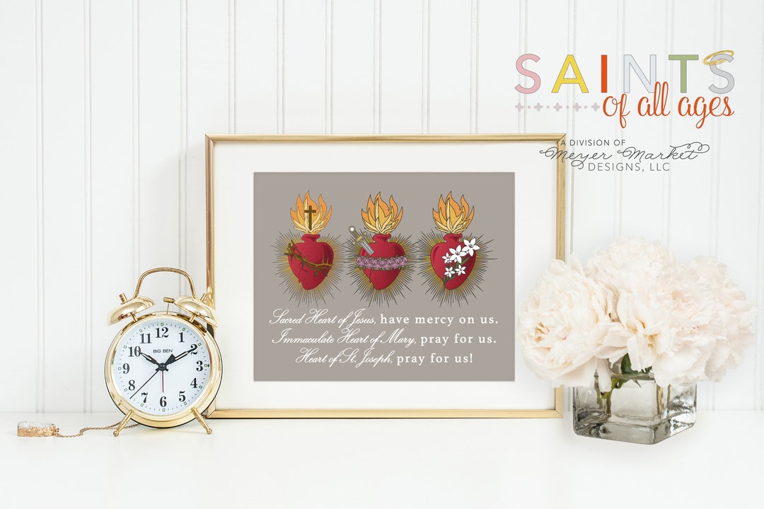 Sacred Heart of Jesus, Mary and Joseph Poster Print. Sacred Heart of ...