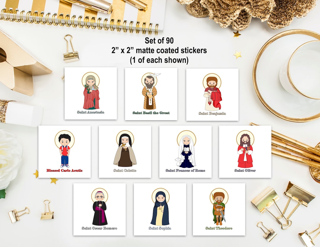 Set of 90 Saint Stickers SET 5. Kids Saint Stickers. First Communion ...