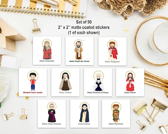 Set of 50 2x4 Saint Stickers With Feast Day. Kids Saint Stickers. First ...