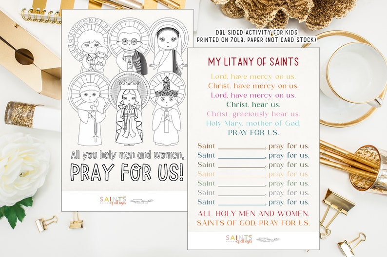 My Litany of Saints Kids Activity Sheet. Pray for Us Saint Coloring ...
