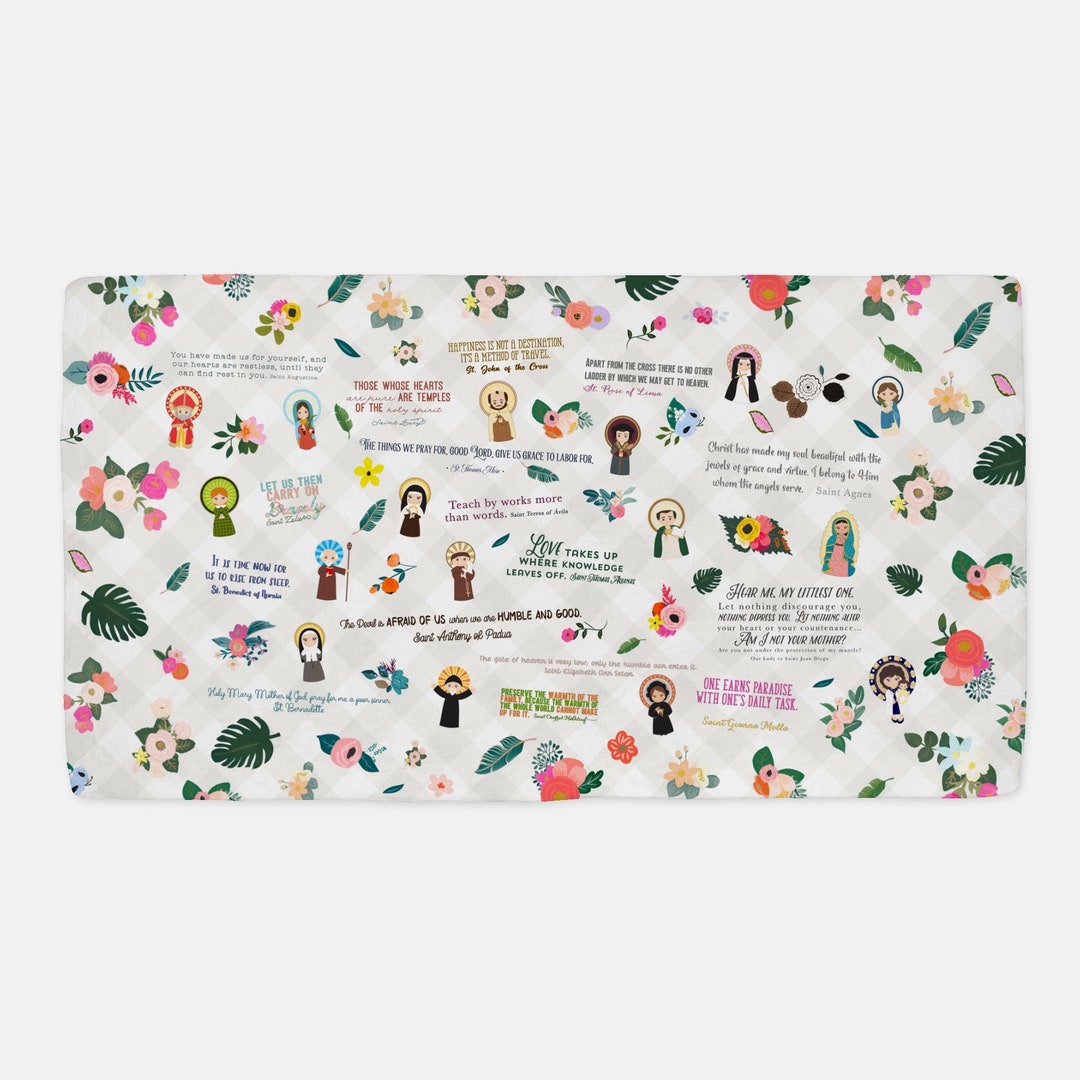 Catholic Saints Pattern Minky Fitted Crib Sheet. Saint Quotes Crib ...