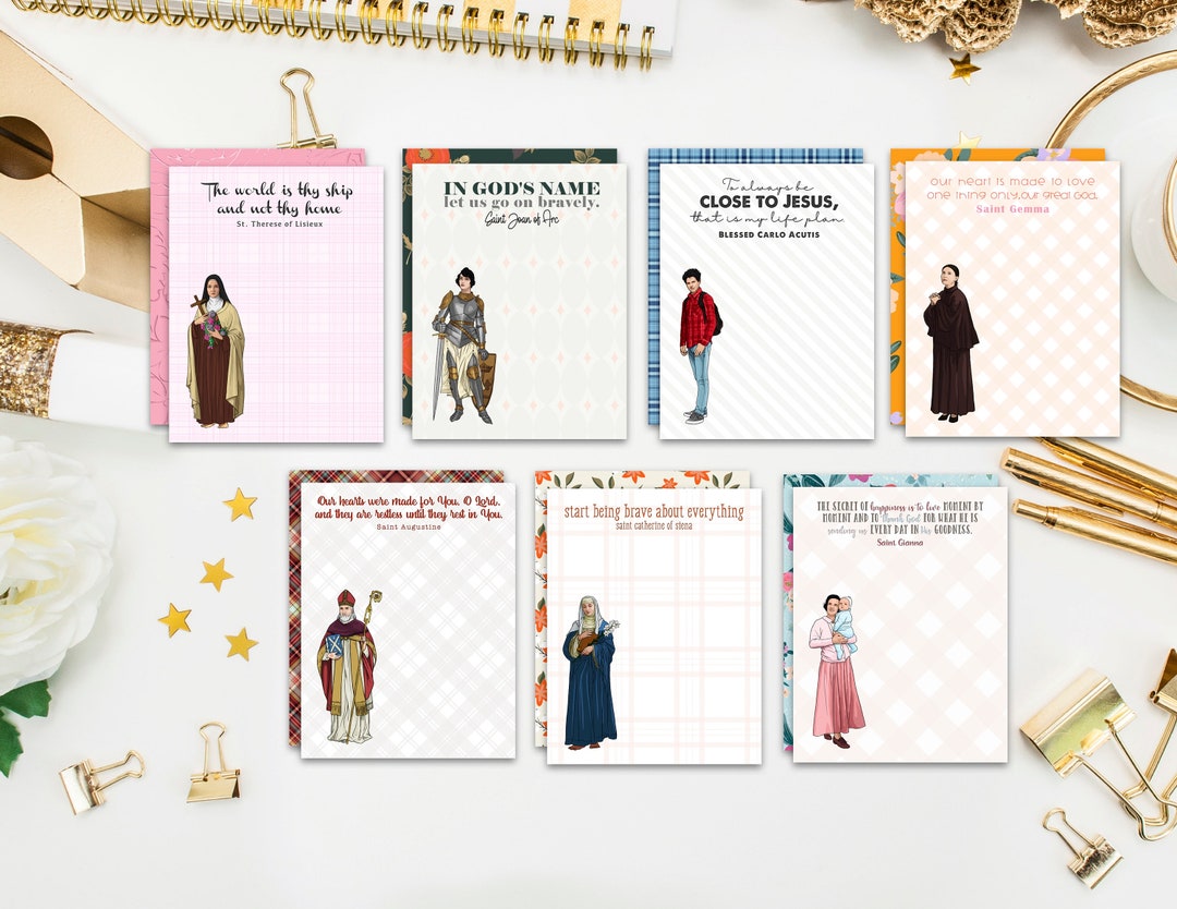 Set of 14 Assorted Saint Note Cards and Envelopes. Saint Notecard Set ...