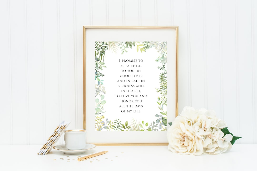 Vow Print. Wedding Gift. I Promise to Be Faithful Vow Wedding Print ...