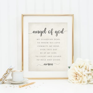 Prayer Print Set. Our Father, Hail Mary, Glory Be and Angel of God Art ...