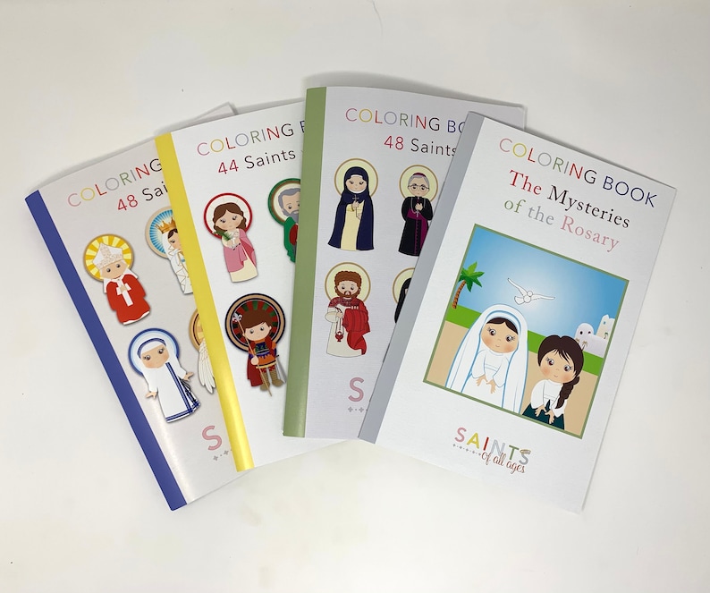 Set of 4 Catholic Kids Coloring Books. 6x9 Catholic Saints Coloring ...