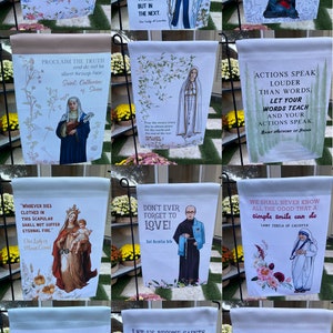 Set of 12 Catholic Garden Flags. Our Lady and Saint Themed Garden Flag ...
