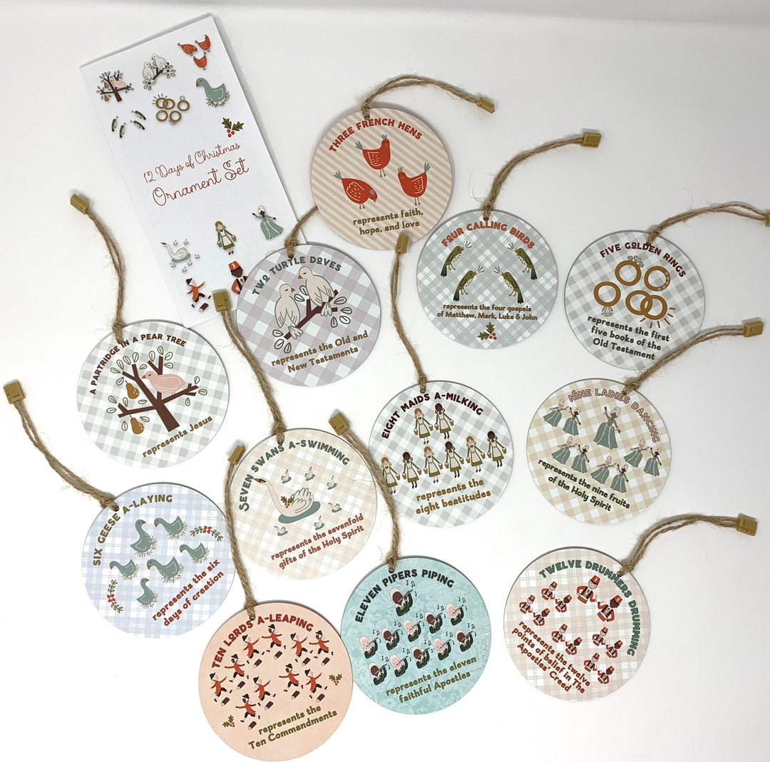12 Days of Christmas Ornament Set. Baptism Gift. Meaning of 12 Days of ...