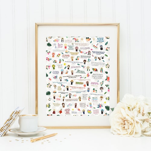 Catholic Saints With Quotes Poster Print. Saint Pattern Wall | Etsy