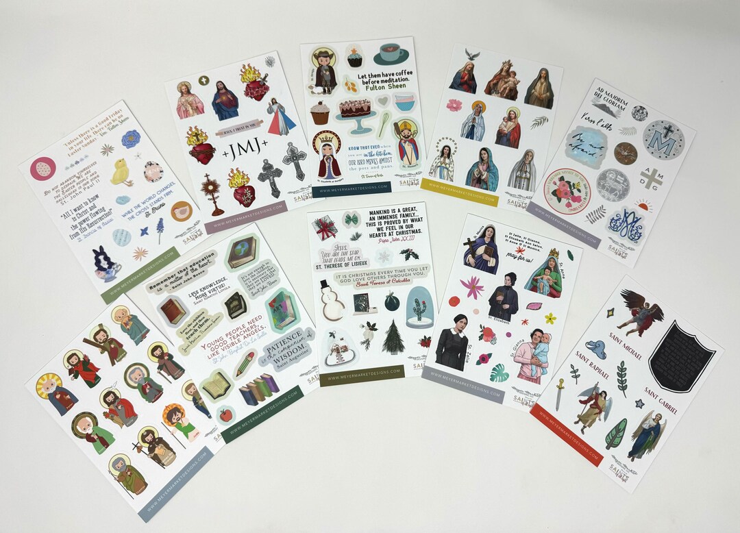 Set of 10 - 4x6 Vinyl Catholic and Saint Stickers. Saint Vinyl Sticker ...