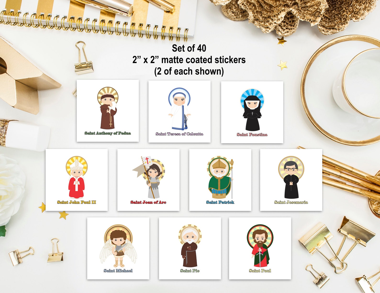 Set of 40 Saint Stickers SET 1. Kids Saint Stickers. First - Etsy