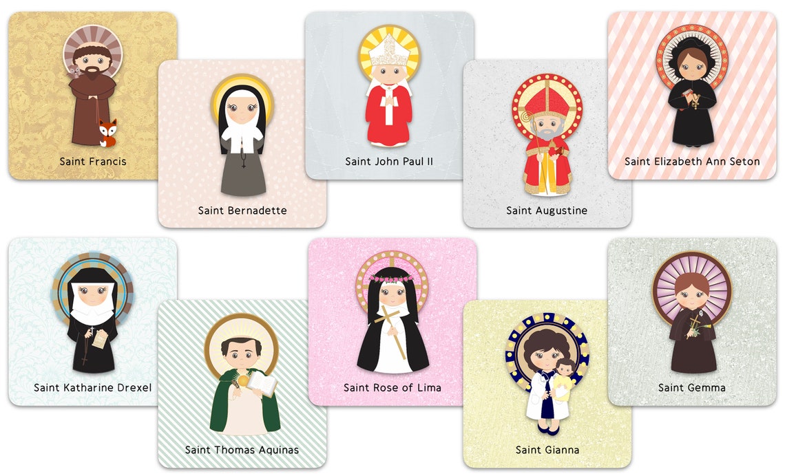 Saint Memory Game Card Set. Set of 20 Saint Memory Cards. First ...