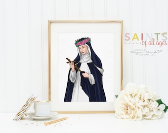 St. Rose of Lima Art Print Catholic Patron Saint - Etsy