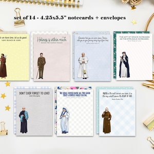 Set of 14 Flat Assorted Saint Note Cards and Envelopes. Saint Notecard ...