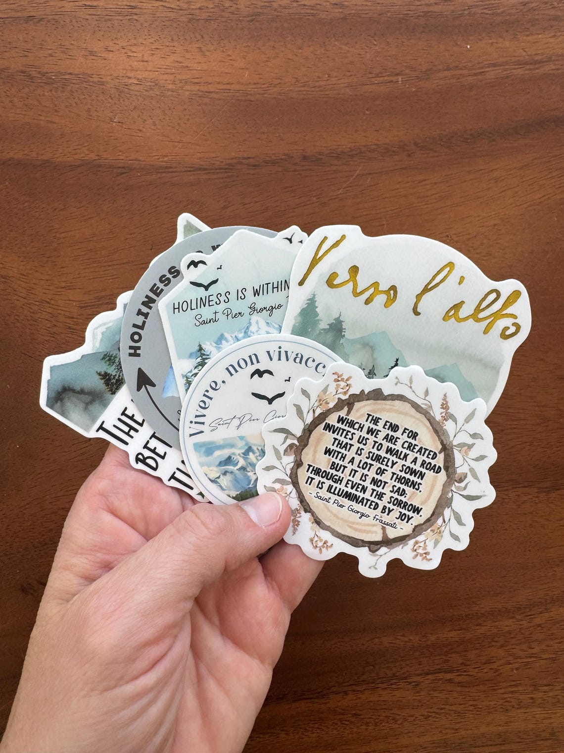 Set of 6 Frassati Vinyl Waterproof Quote Stickers. Bundle of Saint Pier ...