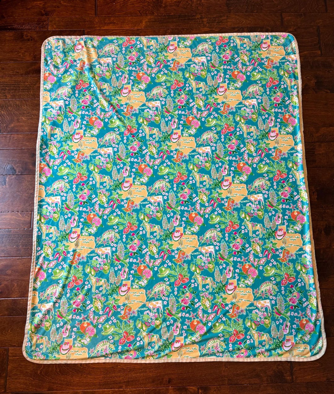 Preppy Texas Blanket. 50 X 60" Floral Texas Blanket. Texas Housewarming ...